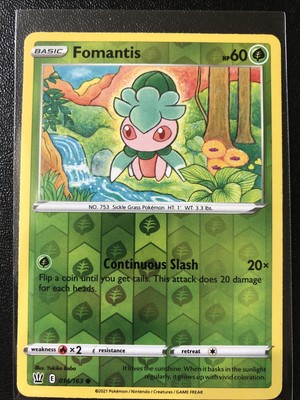 Fomantis 014/163 Battle Styles Reverse Holo Common Pokemon Pack Fresh ...