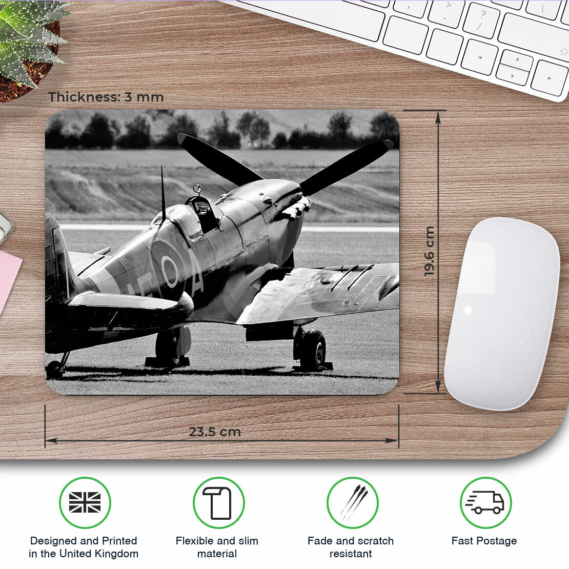 Computer Mouse Mat - Vintage Spitfire Plane Aviation Office Gift #12729 ...