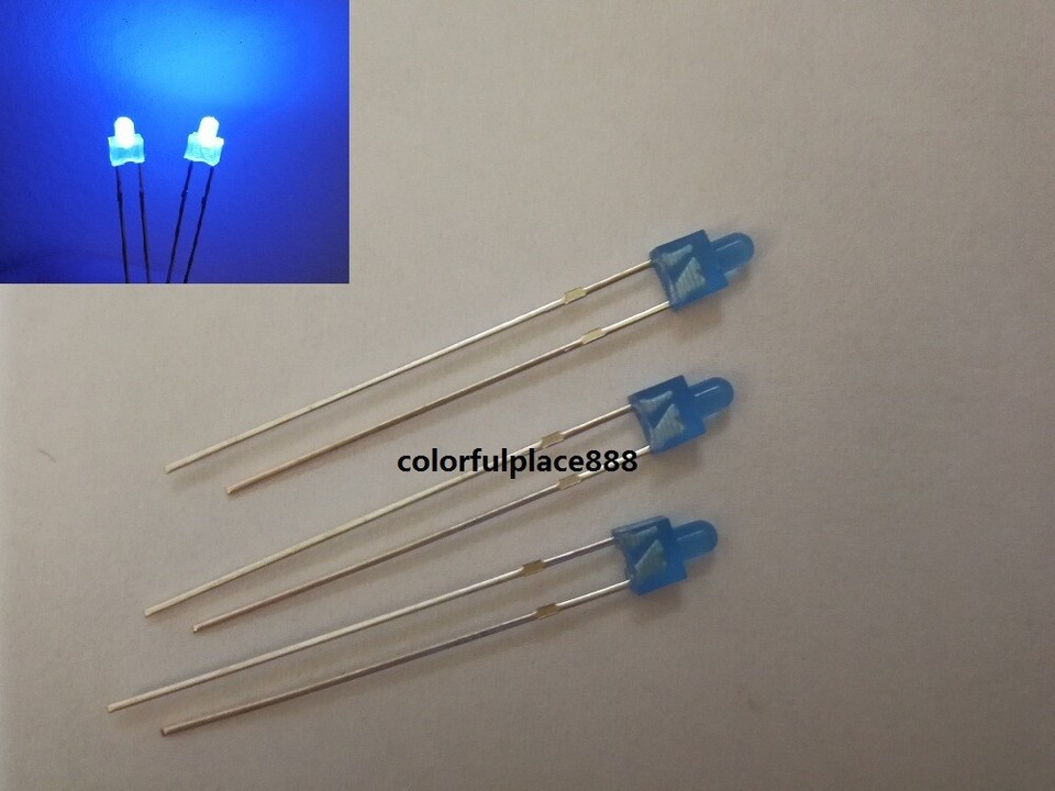 100pcs 2mm Blue Diffused Round Top LED Diodes Leds Light Bulb Free ...