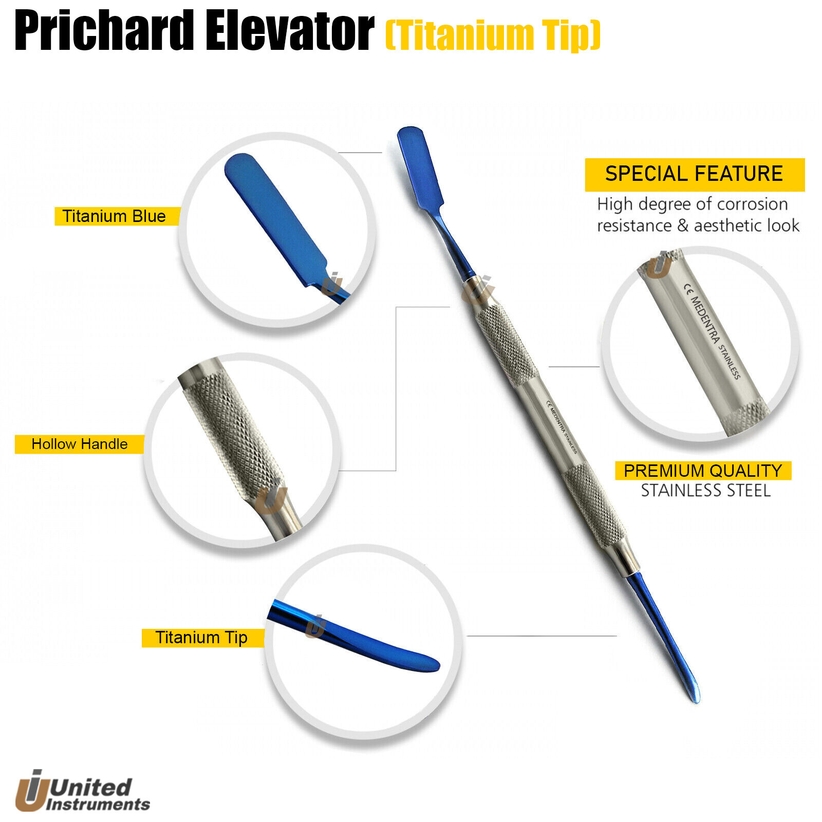 Dental Prichard Periosteal Elevator Blue Tip Implant Tissue Retraction ...