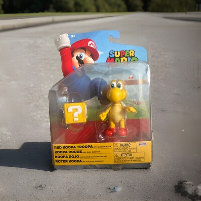 RED KOOPA TROOPA Super Mario World Of Nintendo 4" w/ ? Block Jakks ...