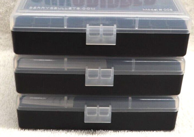 3 x BERRY'S PLASTIC AMMO BOX, CLEAR/BLACK 100 Round 45/40/10MM | eBay