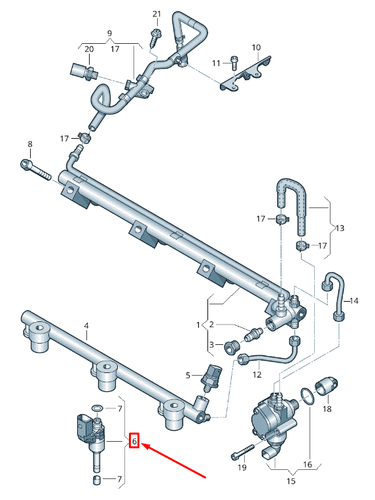 NEW AUDI PASSAT B8 LOWER FUEL INJECTOR CYLINDER 2,4,6 03H906036E ...