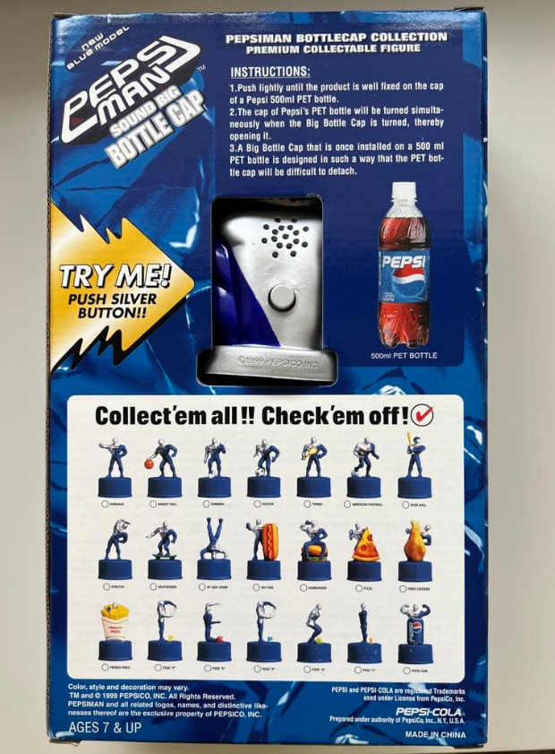 Vintage Pepsi Man Sound Big Bottle Cap Figure 1999 Japan Limited Pepsi ...