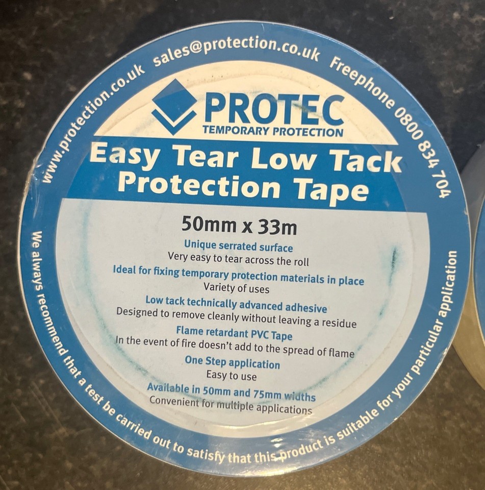 Protec Easy Tear Low Tack Protection Tape 50mm X 33m (white) - 2 Rolls | eBay UK