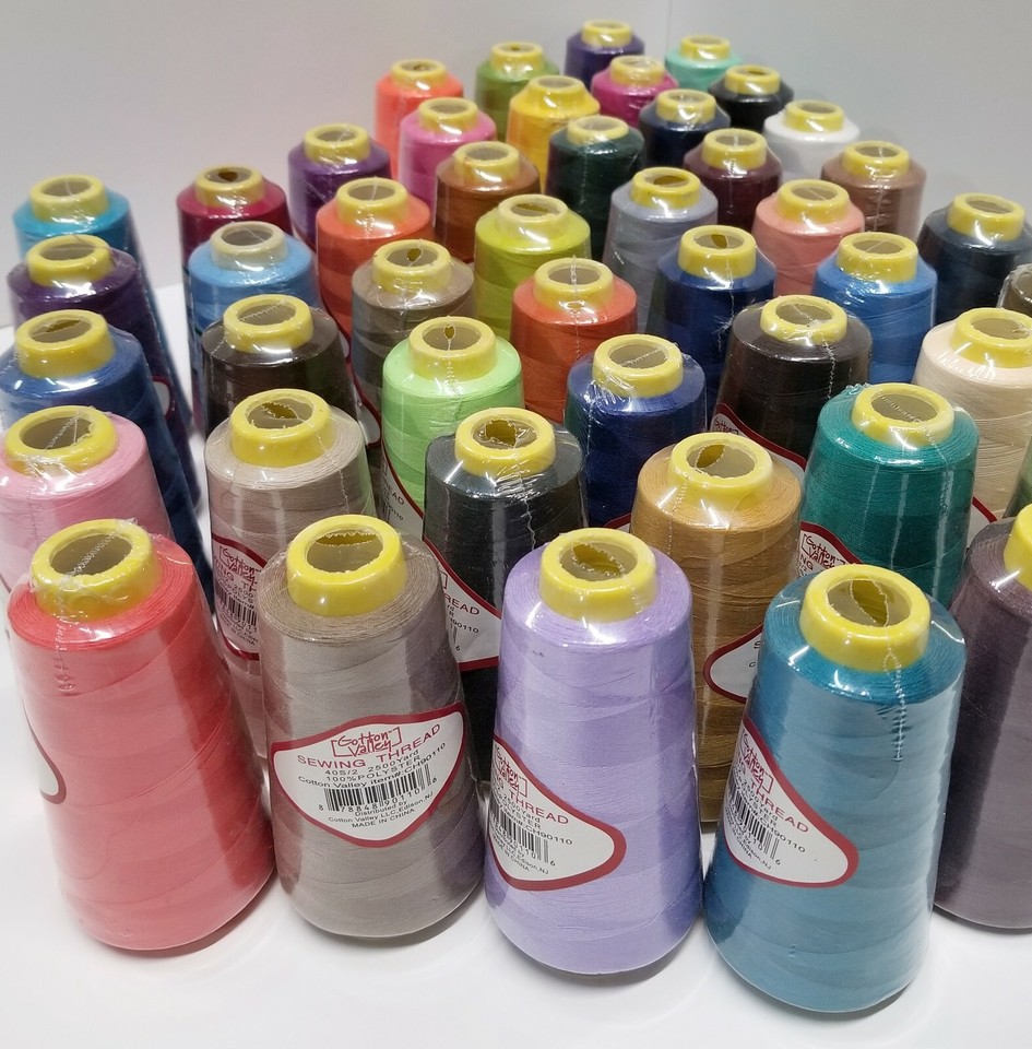 12 Big Spools Sewing Thread Polyester ASSORTED COLORS 2500 yards each ...