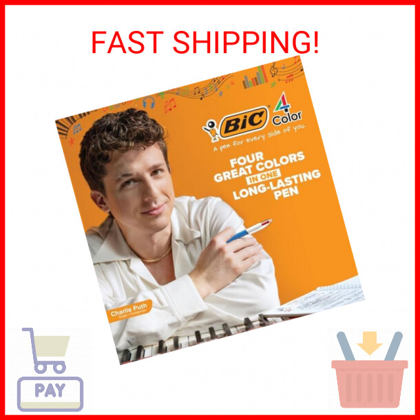 BIC 4-Color Shine Retractable Ball Pens, Fun Pink Metallic Barrel ...