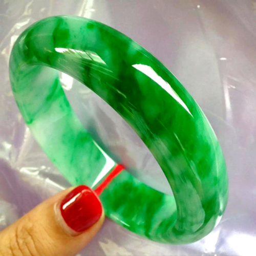Certified Natural AAA Ice Green Burmese Jade jadeite bracelets Bangle ...
