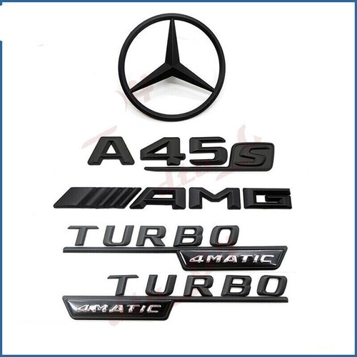 A45S AMG TURBO 4MATIC Rear Star Emblem Matte Black Badge Set For ...