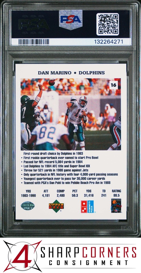 1991 DOMINO'S QUARTERBACKS #16 DAN MARINO DOLPHINS HOF PSA 9 | eBay