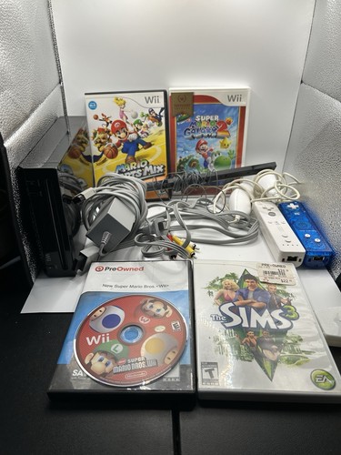 Nintendo Wii Console Bundle Black + 4 Games Mario Sports Mix, Galaxy 2 ...