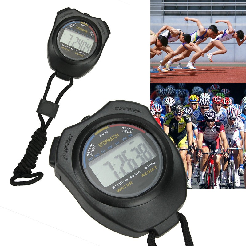 Stopwatch Digital LCD Sports Counter Timer Watch Handheld Countdown ...