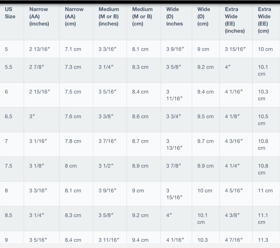 Womens Shoe Size Conversion Chart - US UK EU & Japanese - Reference | eBay