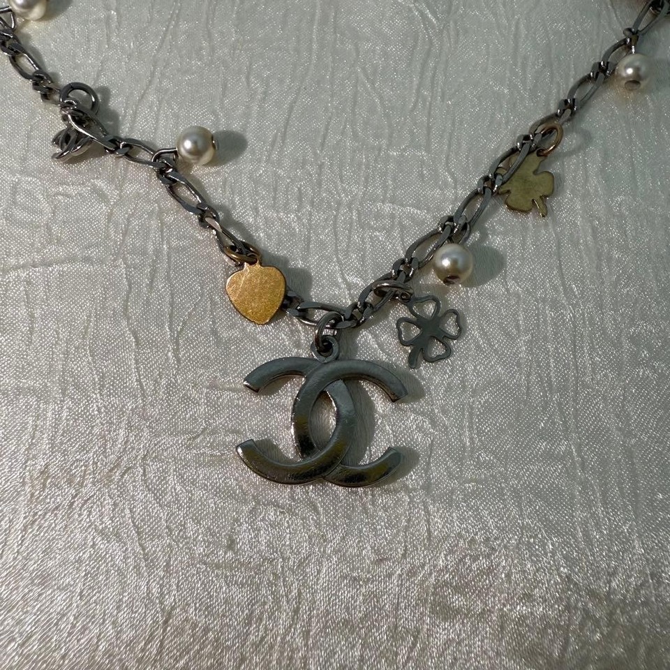 Chanel Pearl Clover Heart Motif Necklace Used Gold-tone, signed | eBay UK