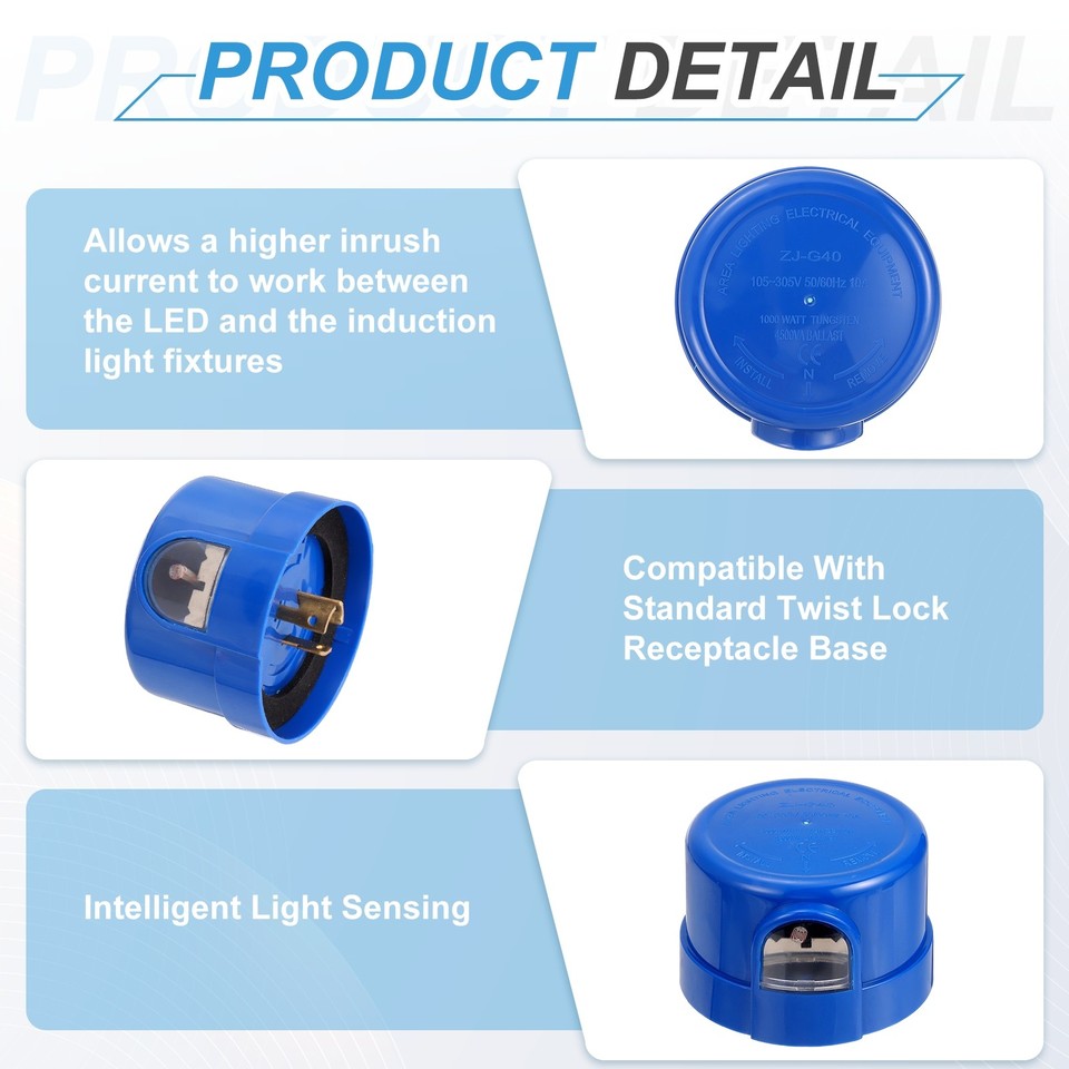Twist Lock Dusk to Dawn Photocell Sensor for Outdoor Lights, Blue Pack ...