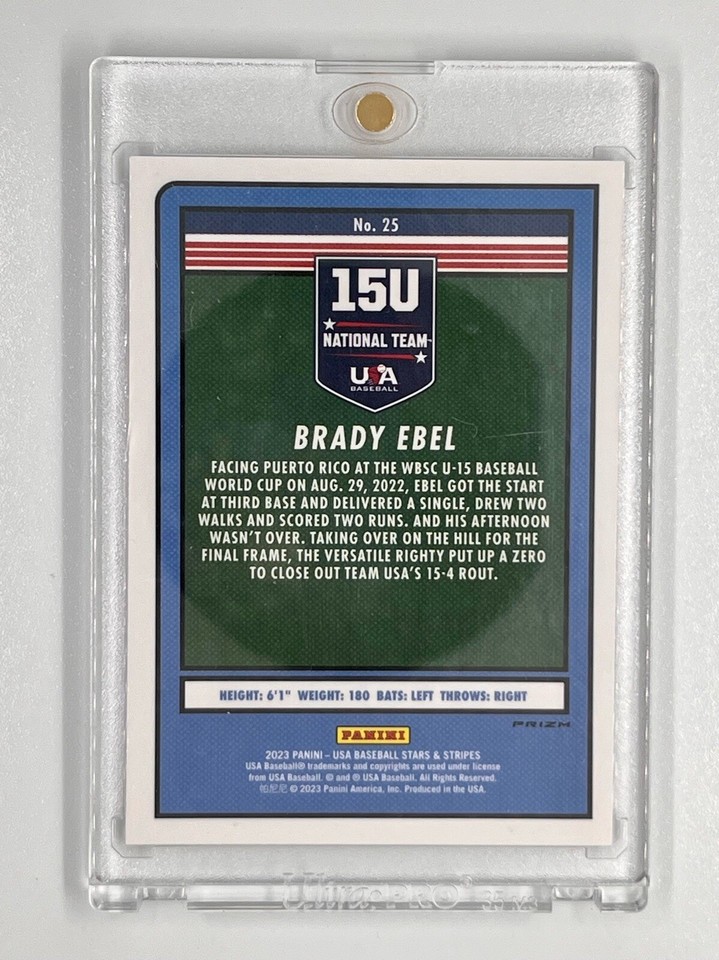 2023 USA Stars & Stripes Brady Ebel Stripes Prizm #25 - USA 15U ...