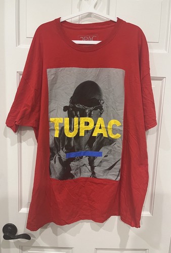 Tupac Shakur 2Pac Portrait Official Merchandise Men's Red T-Shirt Size ...