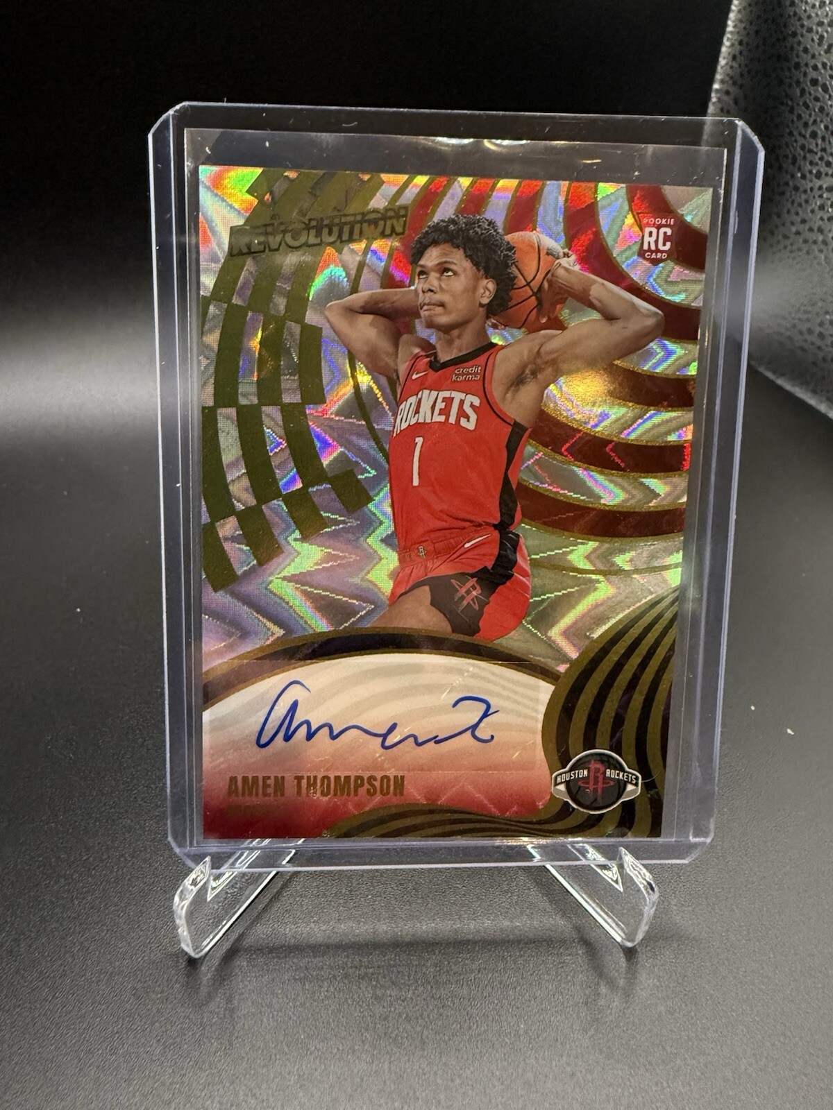 23-24 Panini Revolution Auto Amen Thompson /100 Fractal RC Houston ...