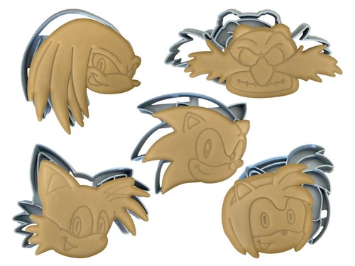 Sonic the Hedgehog Set of 5 Cookie Cutters Tails Knuckles Eggman Amy ...