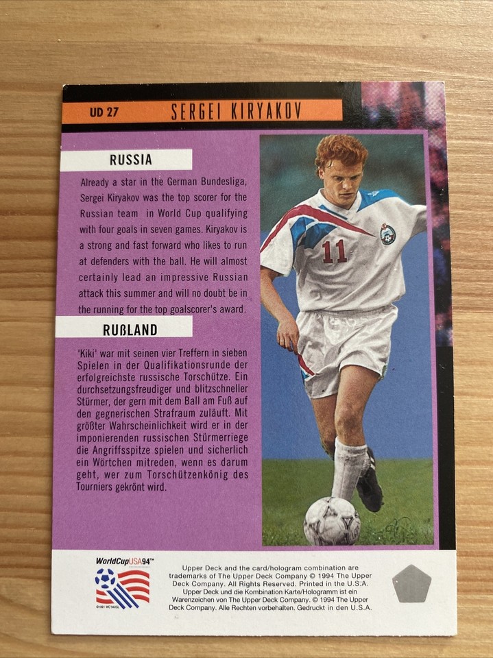 Sergei Kiryakov Upper Deck World Cup USA 94 Card UD27 Golden Boots | eBay