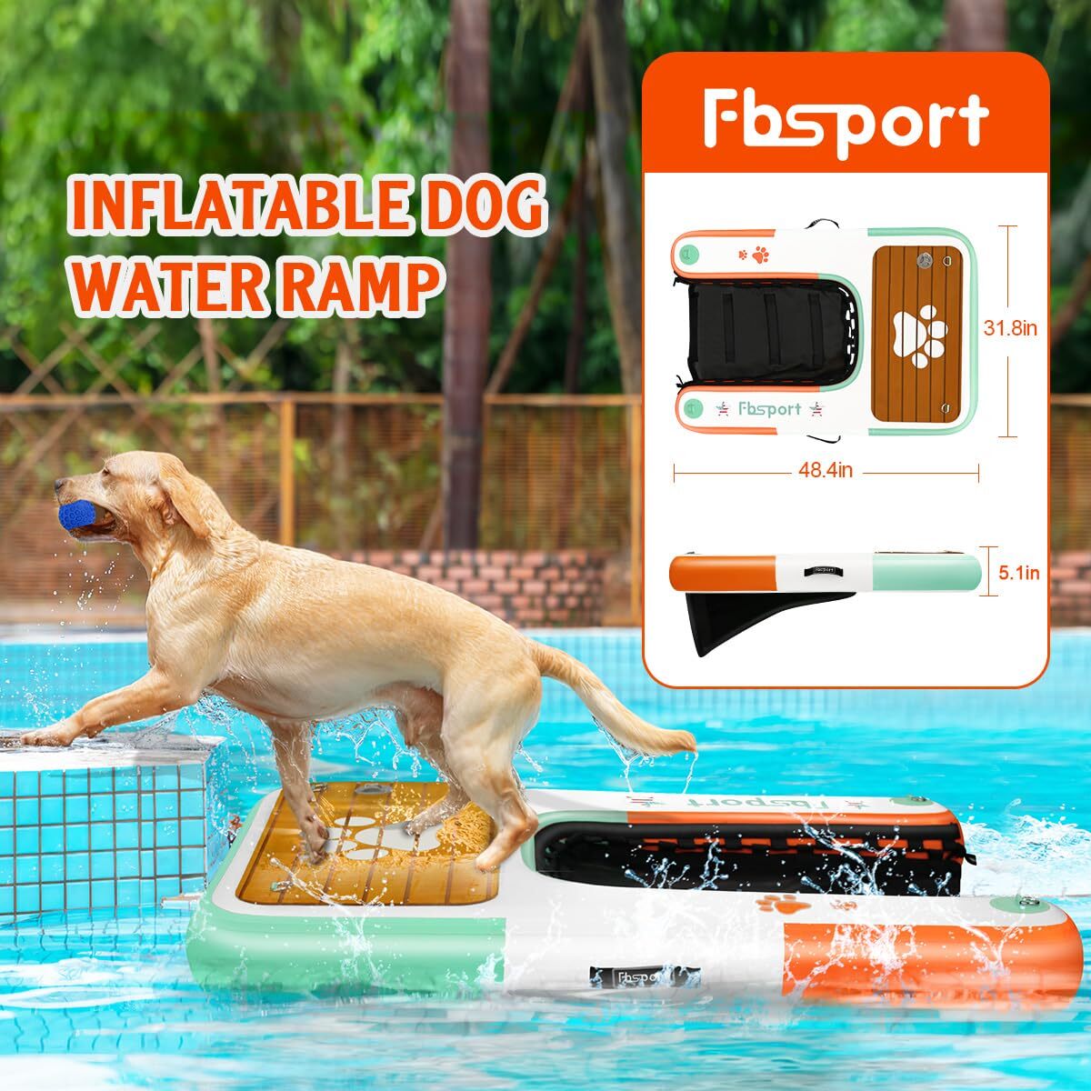 Inflatable Dog Boat Ramp Non-Slip EVA Floating Ladder for Dogs Up to ...