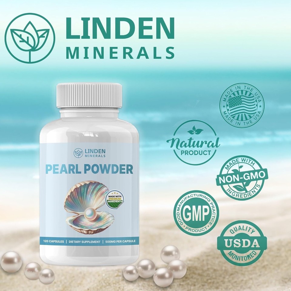 PEARL POWDER Supplement 500mg, 120 Capsules - Natural Source of Calcium ...