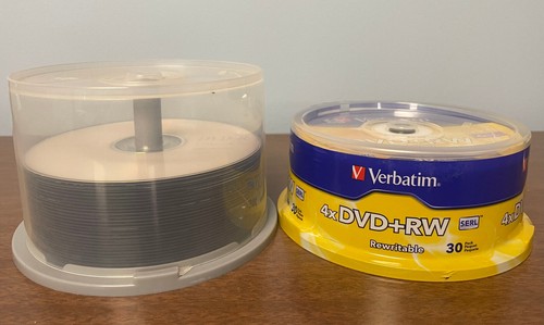 30 Verbatim Blank 4X DVD+RW Logo Branded 4.7GB Rewritable DVD Disc ...