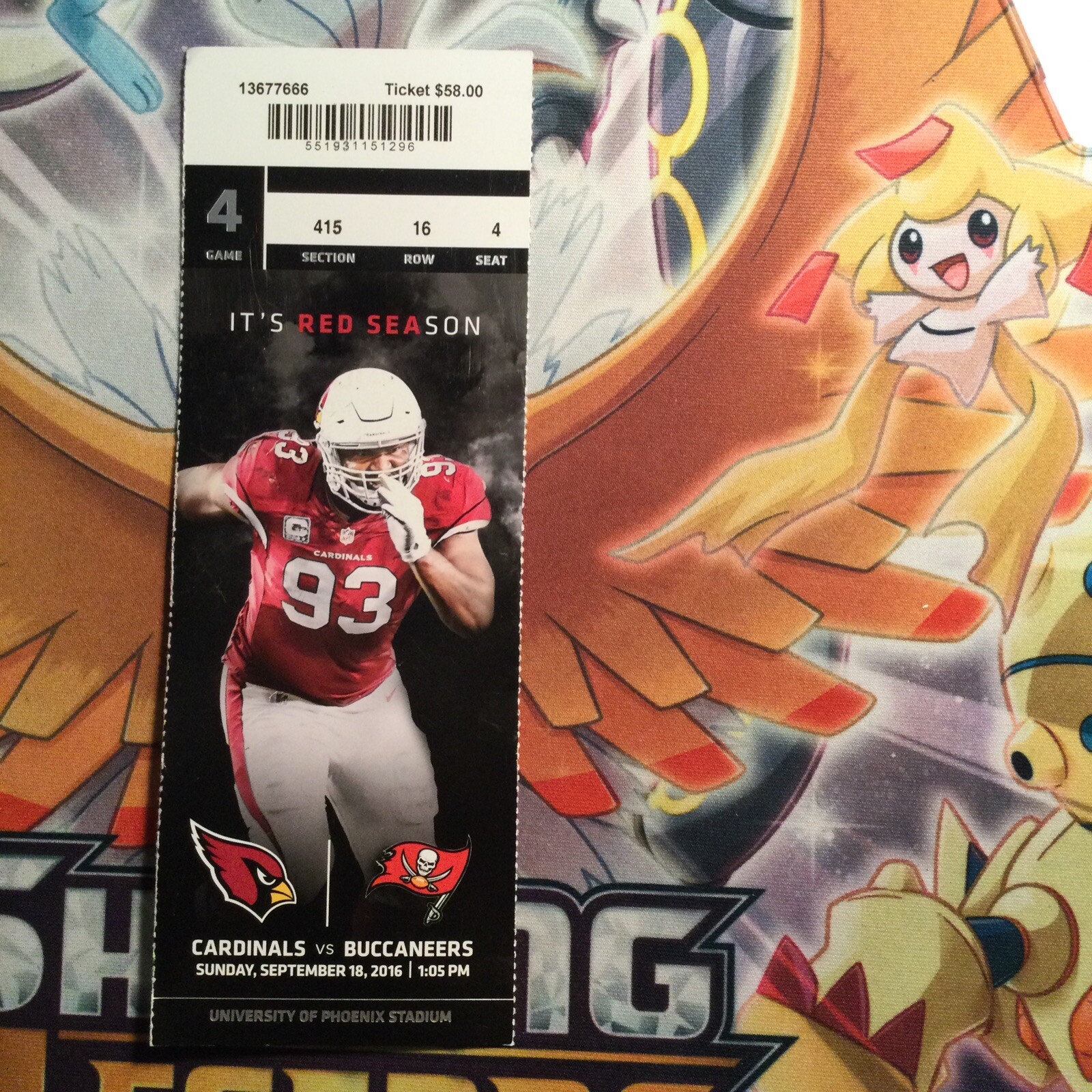 Larry Fitzgerald 101st Receiving Touchdown Ticket Stub Cardinals Hall ...