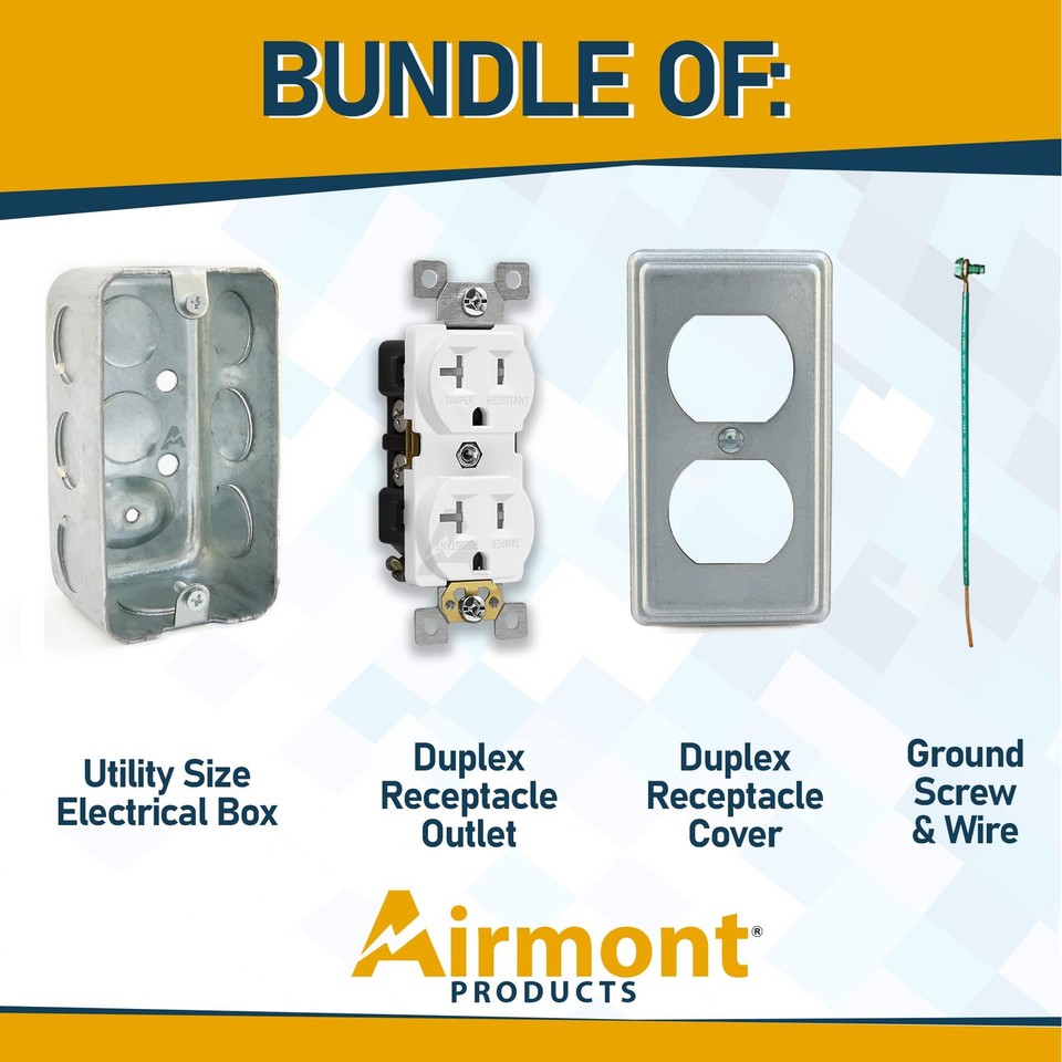 Outlet Box Kit 2x4 Utility Electrical Box Tamper Resistant 20 Amp ...