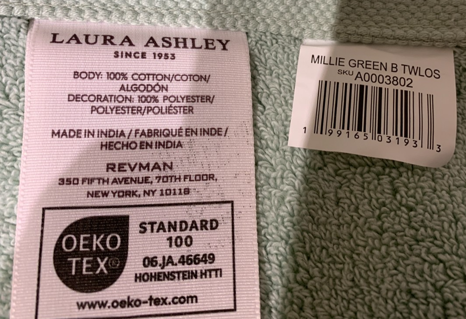 2-PK New LAURA ASHLEY 2 Bath Towels 100% Cotton Millie Green B Twlos | eBay