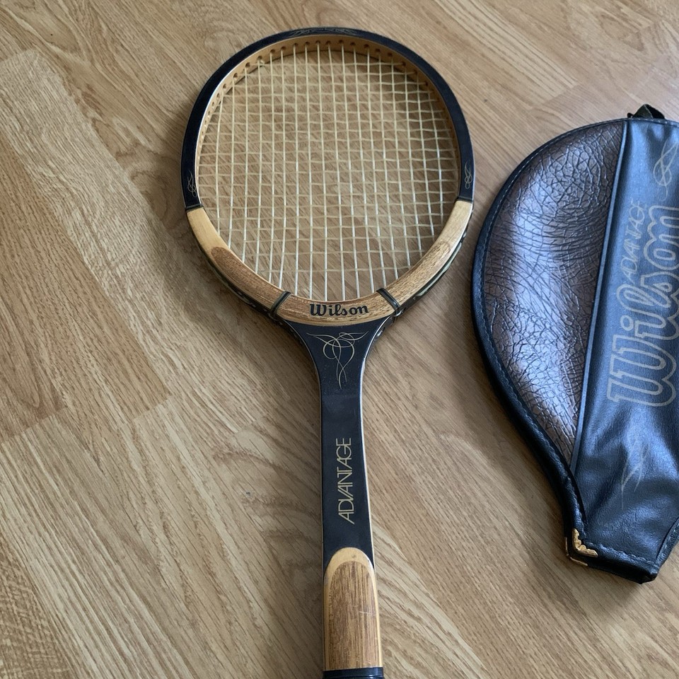 Vintage Wilson Advantage Wooden Tennis Racket with Headcover - 4 5/8 ...
