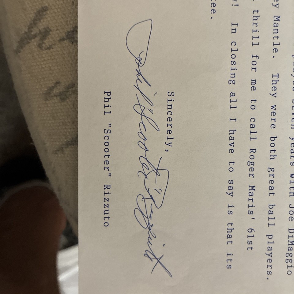 Phil Scooter Rizzuto Signed Letter From Steiner Sports Jsa Coa | eBay