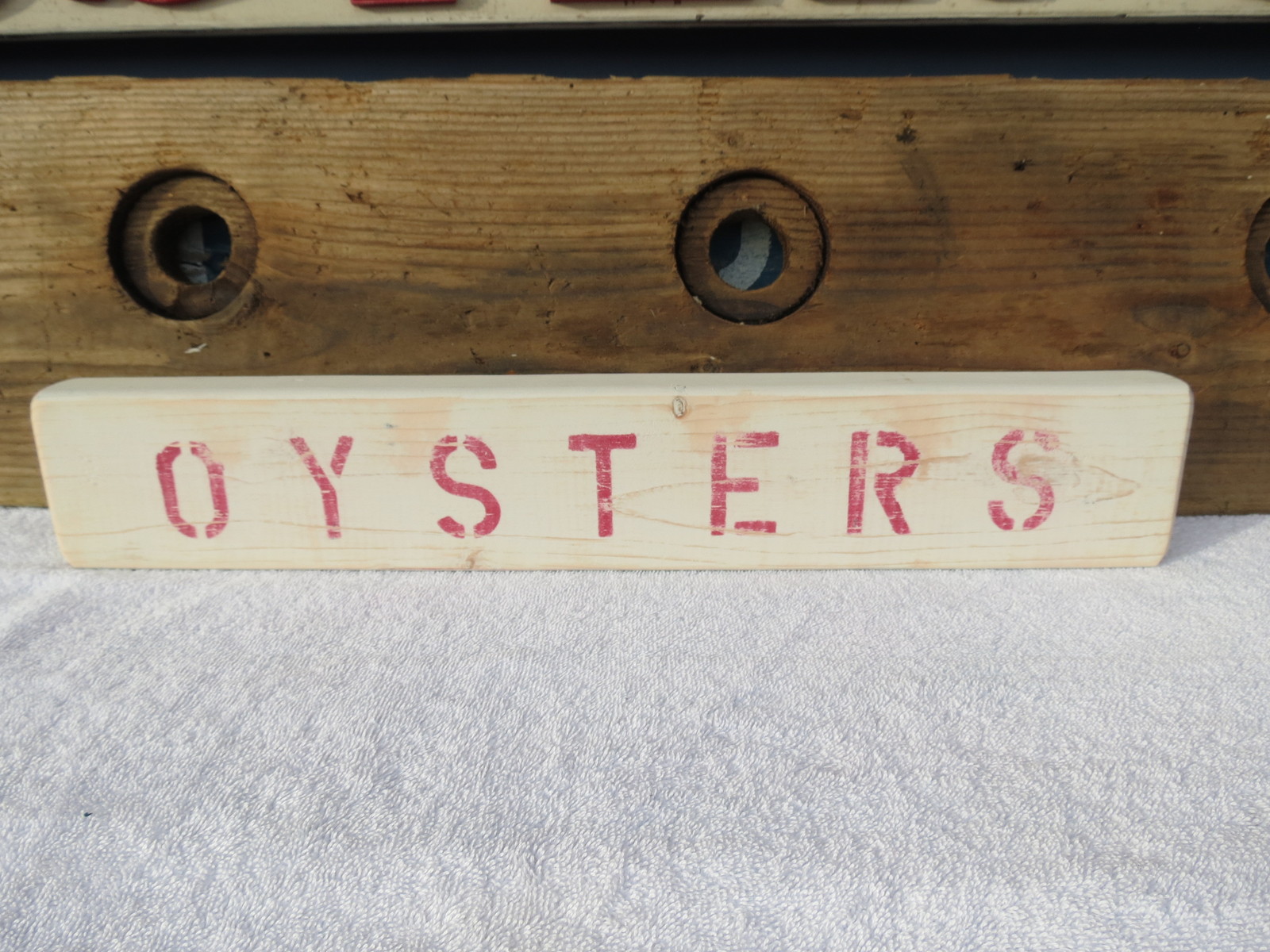 21 INCH WOOD HAND PAINTED OYSTERS SIGN NAUTICAL MARITIME SEAFOOD (#S422 ...