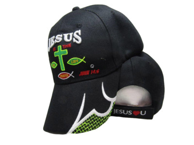 Jesus Is The Way Life Truth Christ Christian Black Embroidered Cap ...