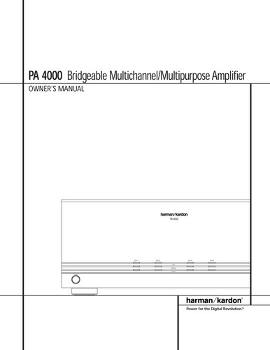 Manuale Di Istruzioni Per Harman Kardon PA 4000 | eBay