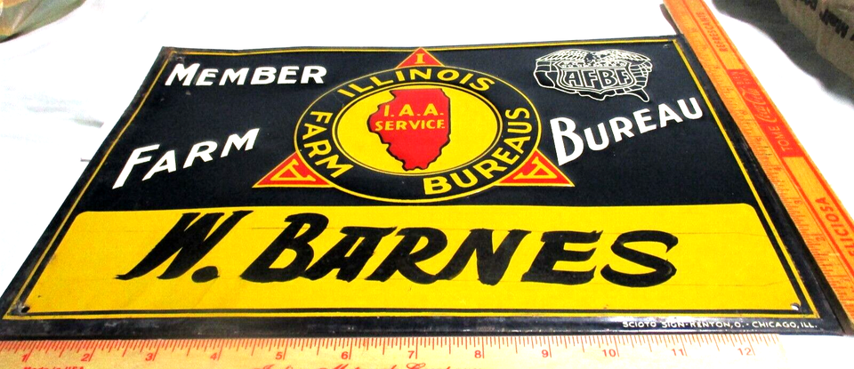 Illinois Farm Bureau sign vintage old embossed farming collectible made ...