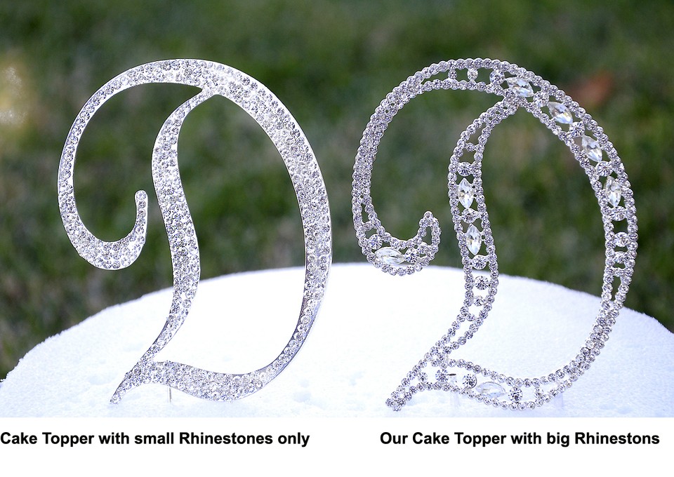 5" Crystal Rhinestone Gold Cake Topper Letter Monogram Golden Wedding ...
