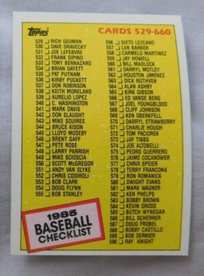 1985 Topps #659 Checklist 529-660 nm-mt | eBay