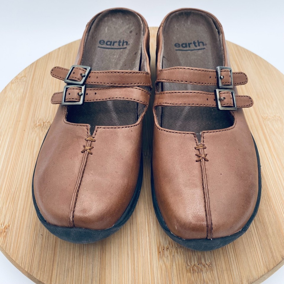 Earth Mary Jane Shoes Womens 6.5 Brown Leather Comfort Flats Double ...