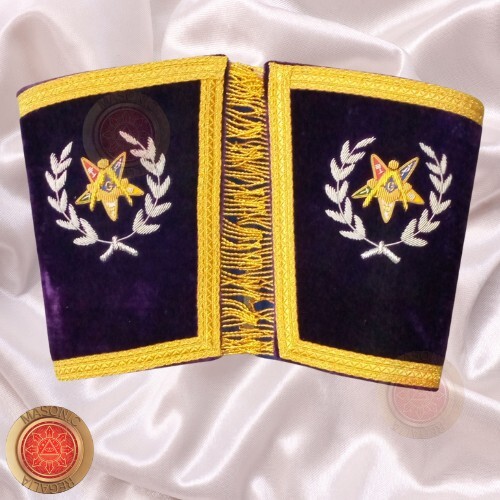 MASONIC REGALIA ASSOCIATE PATRON APRON HAND EMBROIDERED WITH COLLAR ...