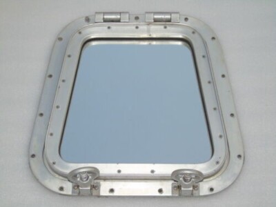 VINTAGE LARGE ALL ALUMINUM SHIPS BOAT YACHT PORTHOLE WINDOW HATCH WITH ...
