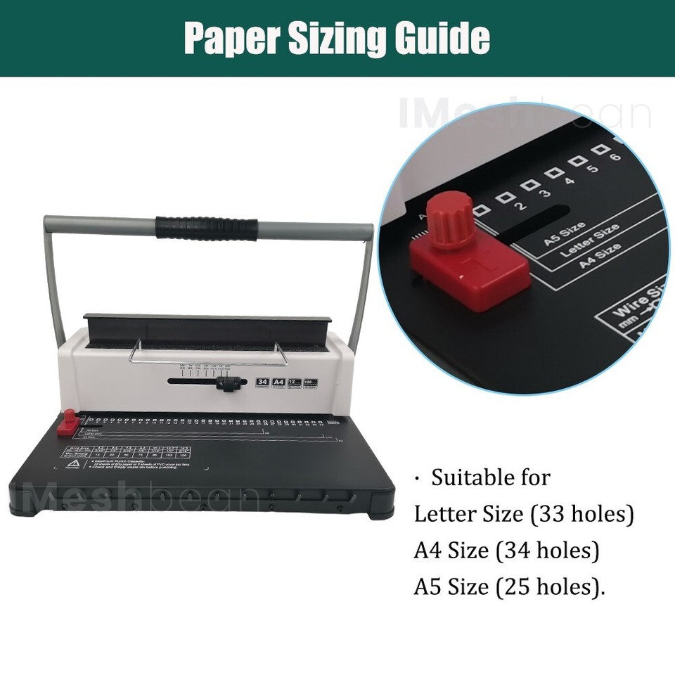 Manual Spiral Coil Binding Machine 34 Holes Puncher Documents Office ...