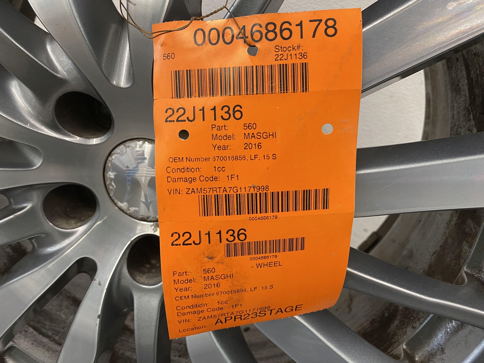 2014-2015 MASERATI GHIBLI WHEEL RIM 15 SPOKE 19" FRONT 980157011/ ...