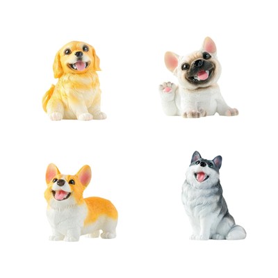 Puppy Statue Mini Cartoon Dog Figurine for Bookshelf Cabinet Spring ...