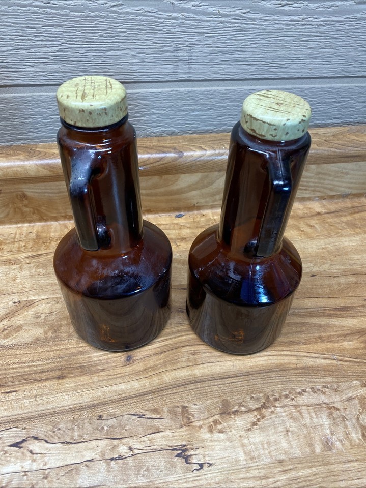 Vintage Brown Glass Syrup Jars, 9" tall, Bottle Kitchen Syrup Jar, no ...