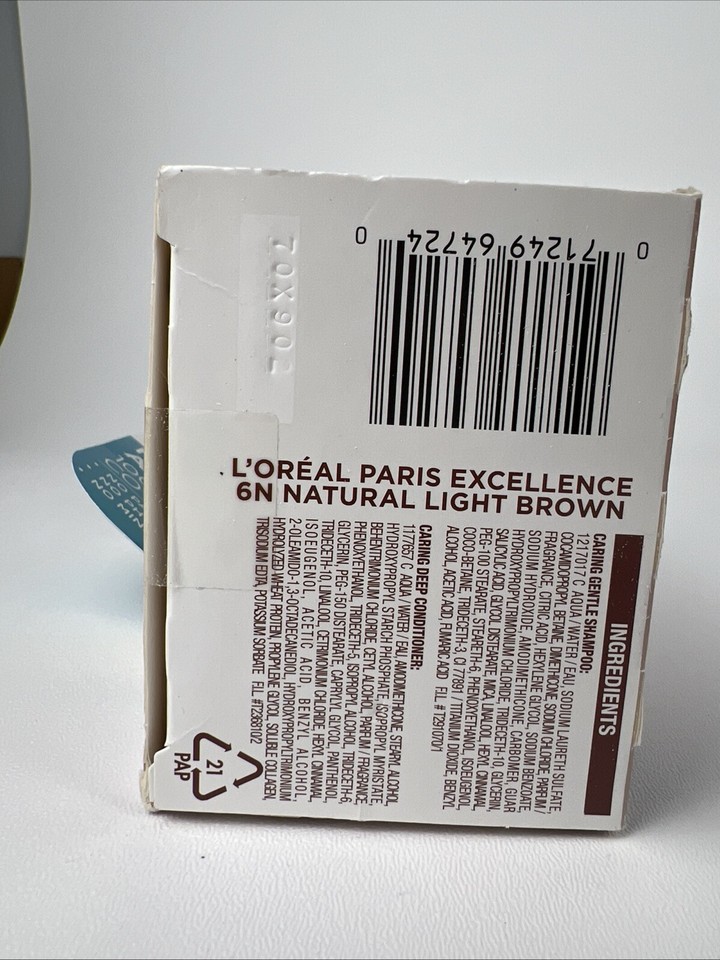 L’Oréal Paris Excellence Permanent Hair Color Dye 6N Natural Light ...