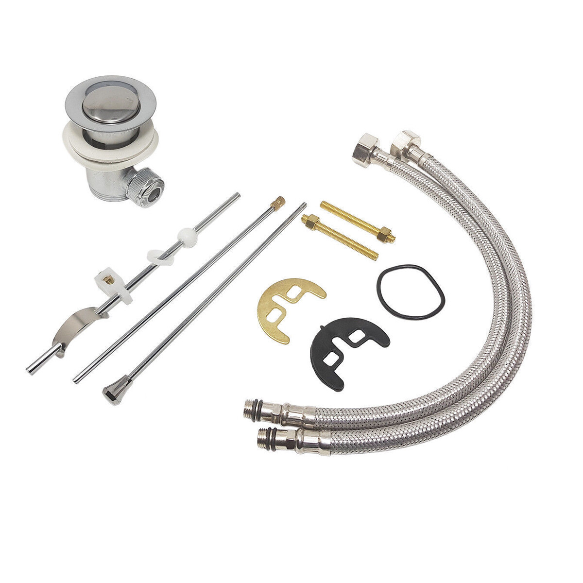 RUBINETTO MISCELATORE CROMATO TAPPO PILETTA BAGNO LAVABO KIT MONTAGGIO ...