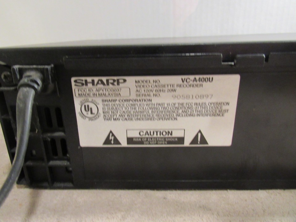 SHARP VC-A400U 4 Head VCR/VHS Tape Player-Recorder-Working with Remote ...