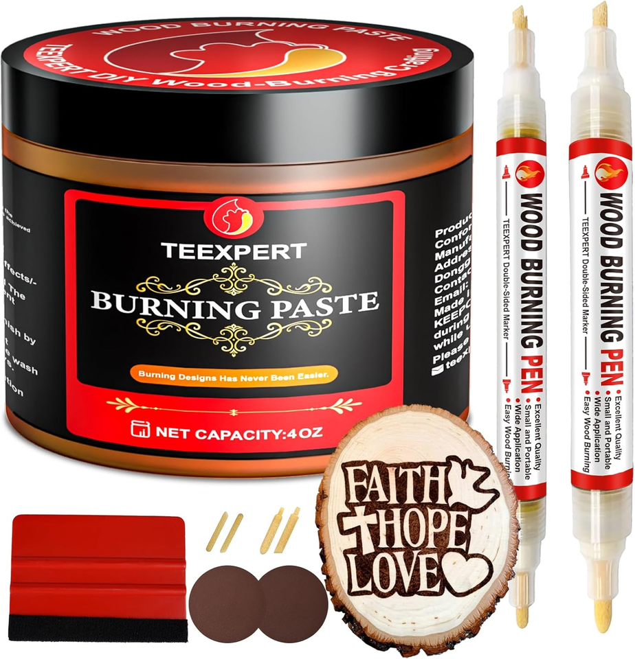 Wood Burning Gel Pen Kit, 4 OZ Paste, 2 Double-Sided Scorch Pens, 4 ...