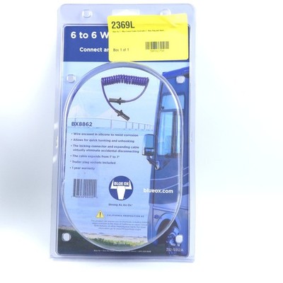 Blue Ox BX8862 New 6-Wire Coiled Electrical Cables - RV Camper Towing ...